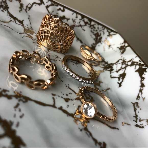 Jewelry | Gold Rhinestone Ring Set | Poshmark